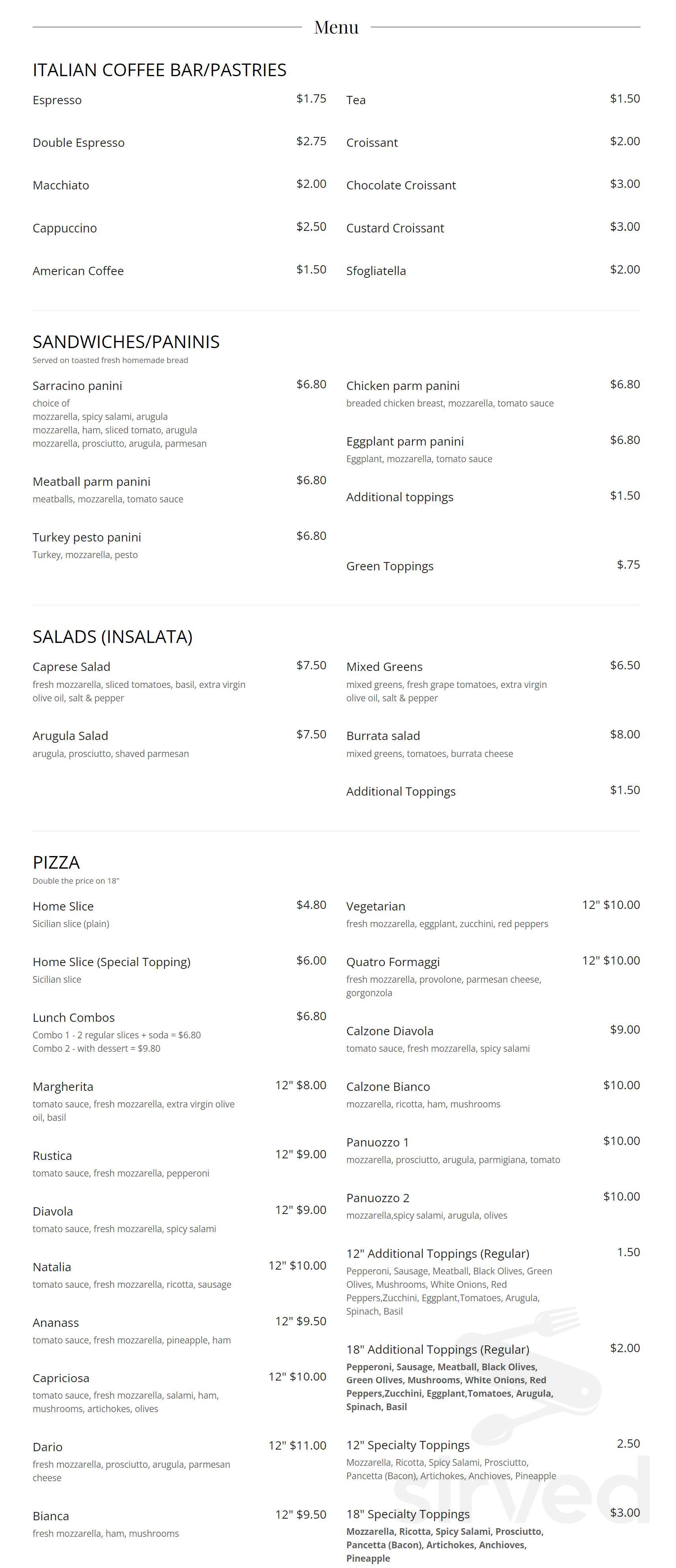 Pizzaiolo Italian Cafe menus in Fort Lauderdale, Florida, United States