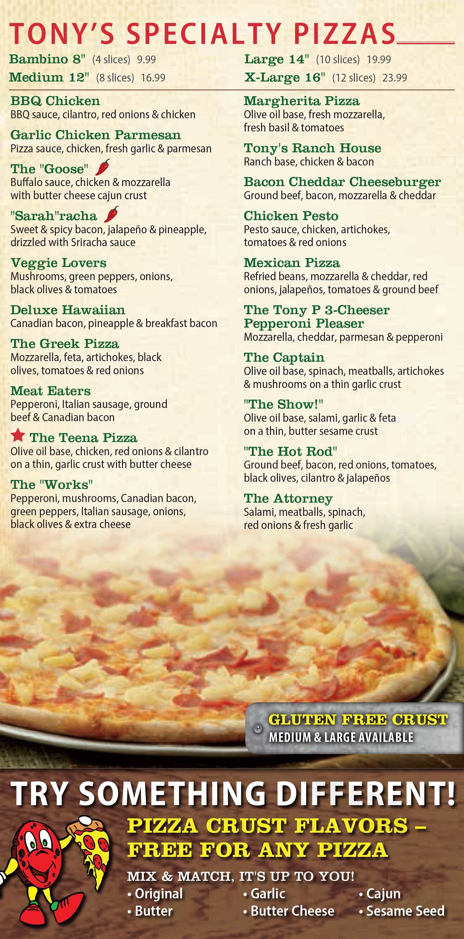 Tony Pepperoni menus in Oceanside, California, United States