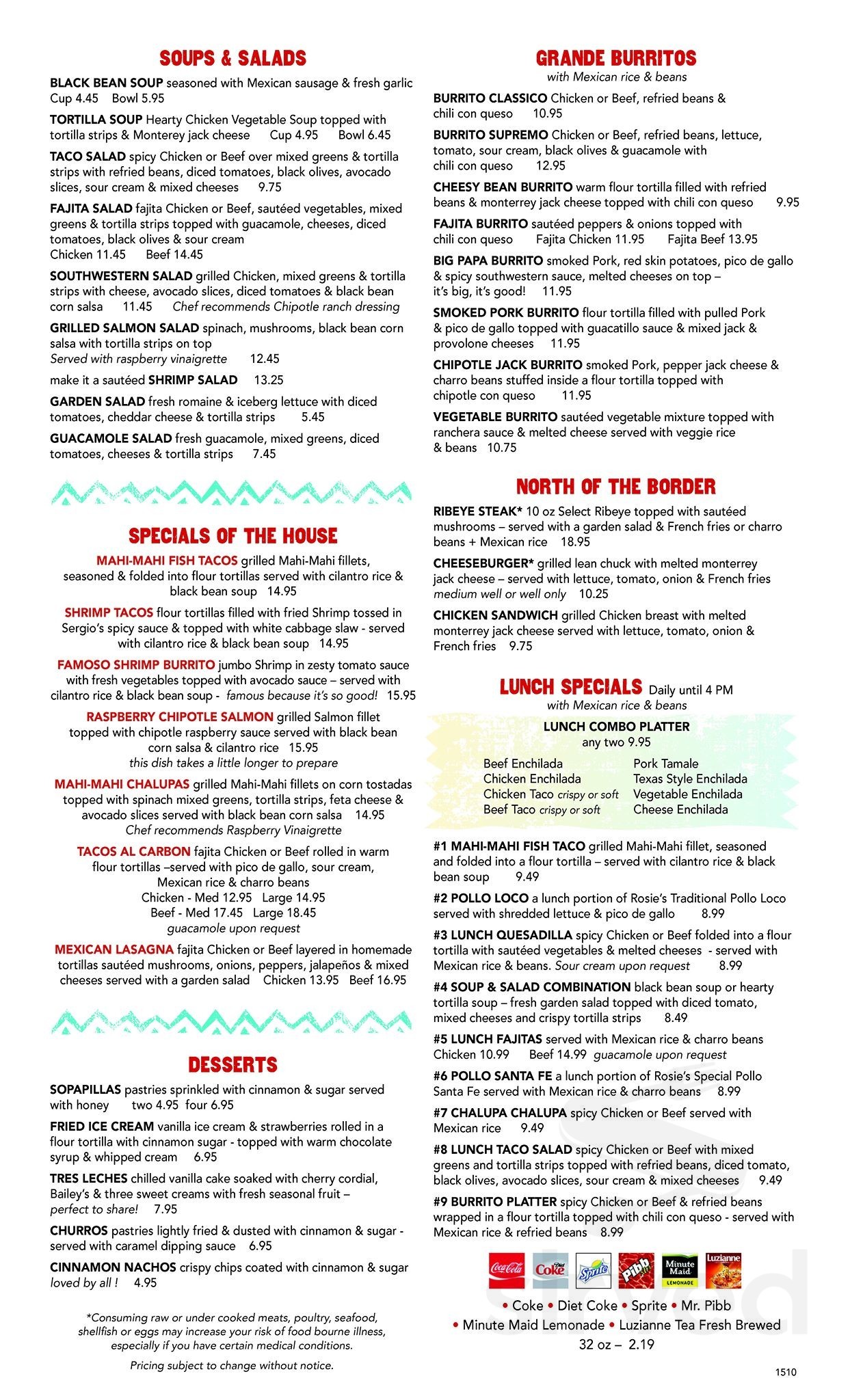 Rosie s Mexican Cantina Menus In Huntsville Alabama United States Rosie s Mexican Cantina Menus In Huntsville Alabama United States