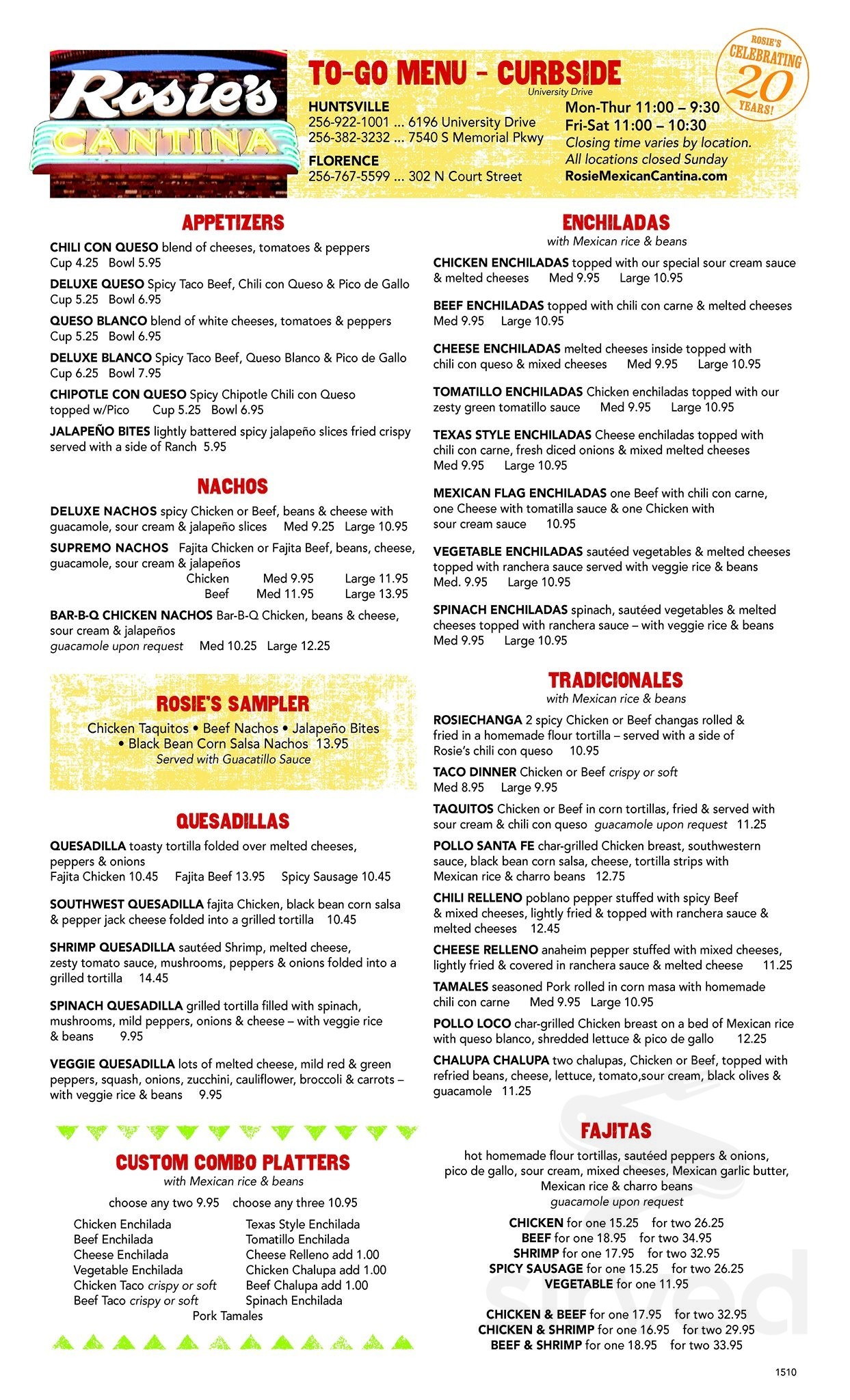 Rosie s Mexican Cantina Menus In Huntsville Alabama United States Rosie s Mexican Cantina Menus In Huntsville Alabama United States