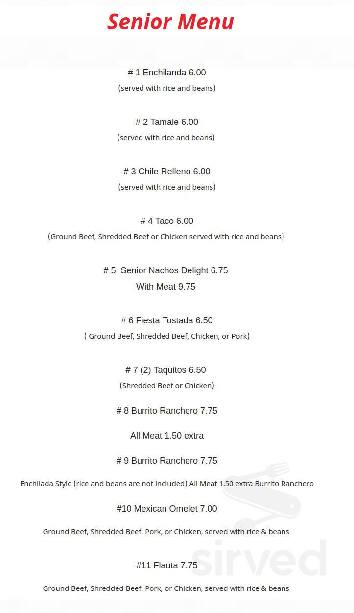 Ramona's Restaurant menus in Beaumont, California, United States