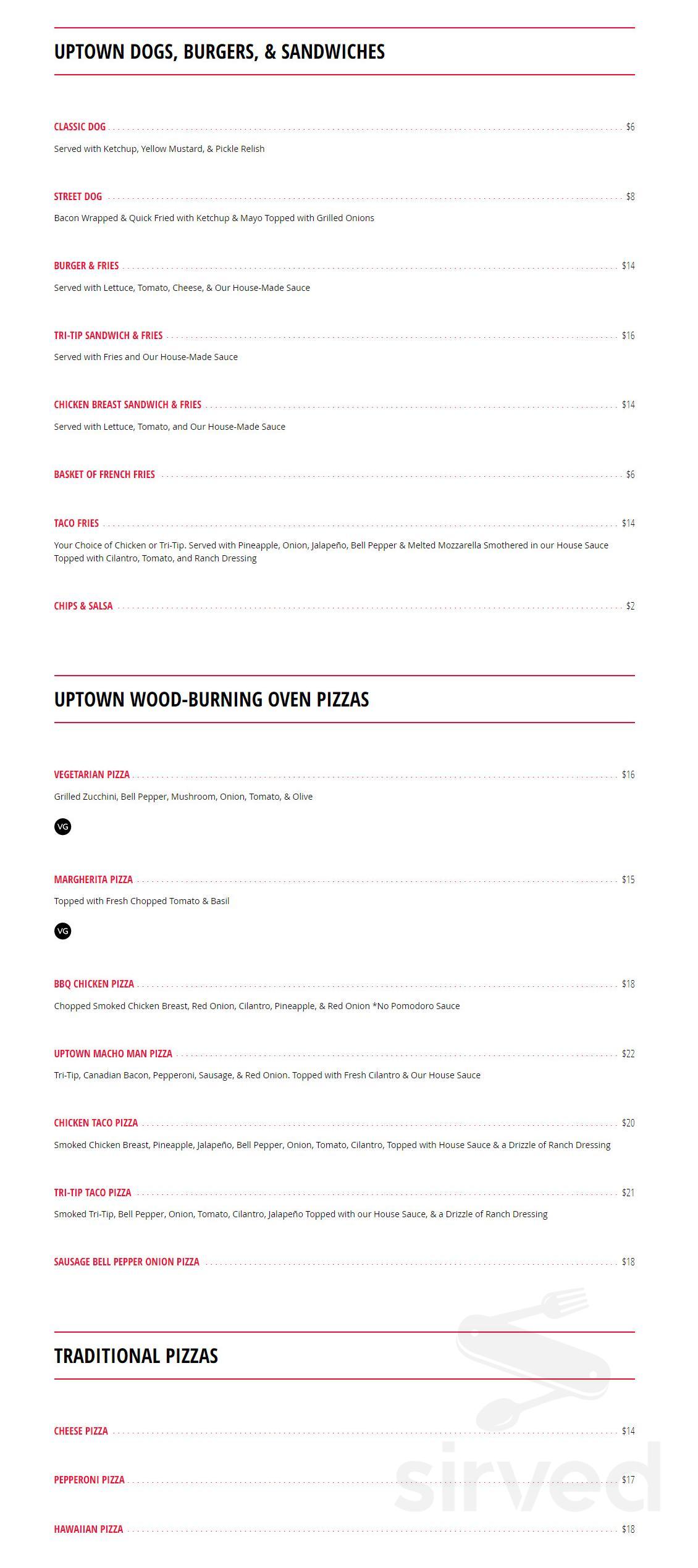 Uptown Lounge menu in Santa Barbara, California, USA