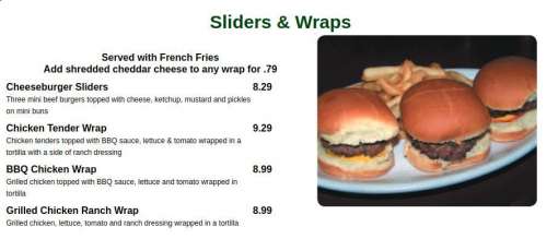 Menu for Tony's Cafe in Taneytown, MD | Sirved