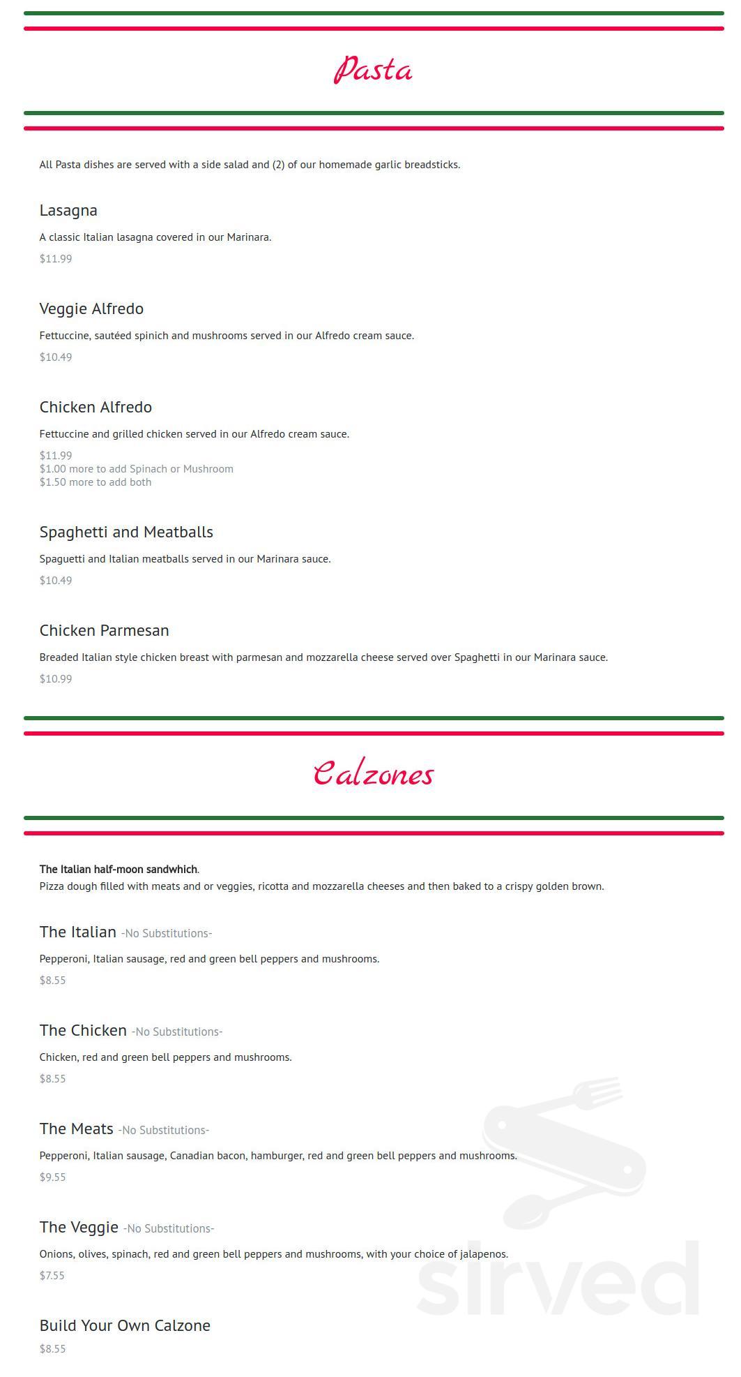 Menu - Houston TX's Luigis Pizzeria | Sirved