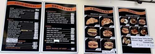Ray's Donuts menu in Lawrenceville, Georgia, USA