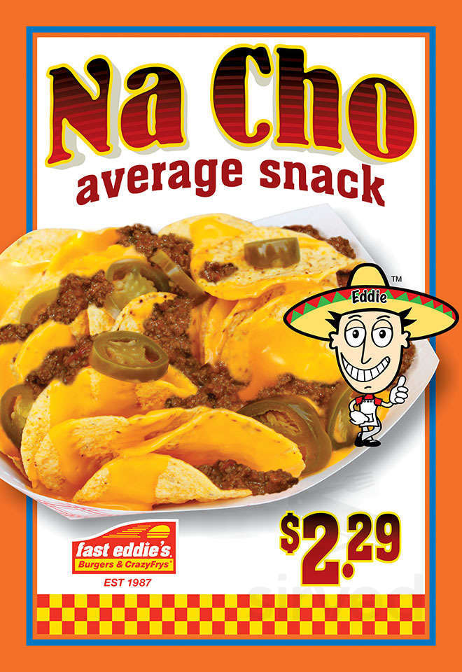 Fast Eddie's menu in Brantford, Ontario, Canada