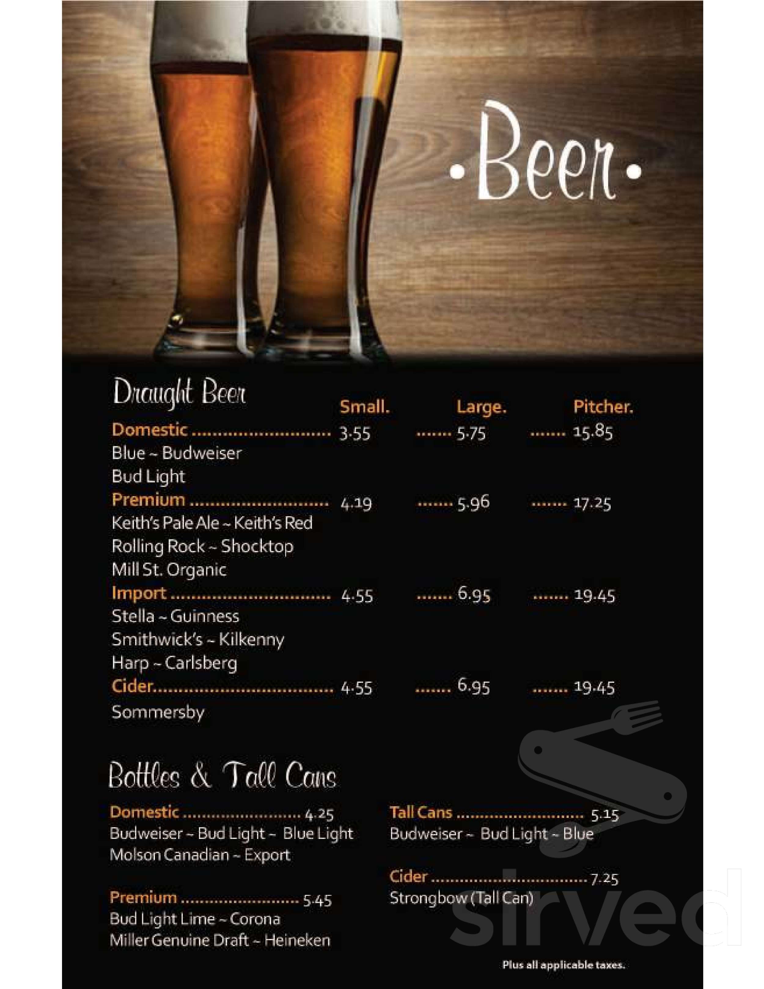 Menu - Oshawa ON's Waltzing Weasel Pub - Oshawa | Sirved