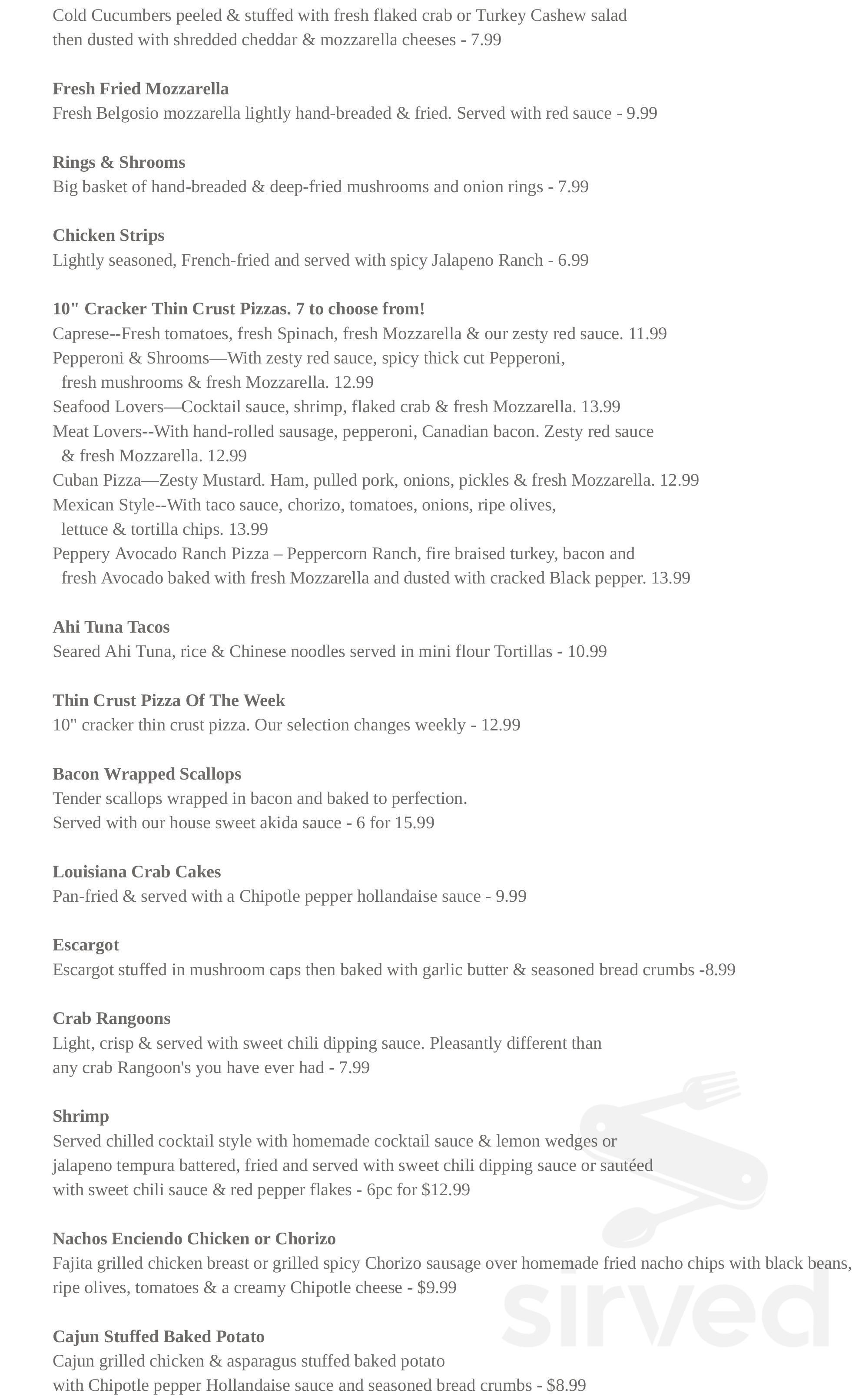 Menu - Appleton WI's The Red Ox Seafood and Steakhouse | Sirved