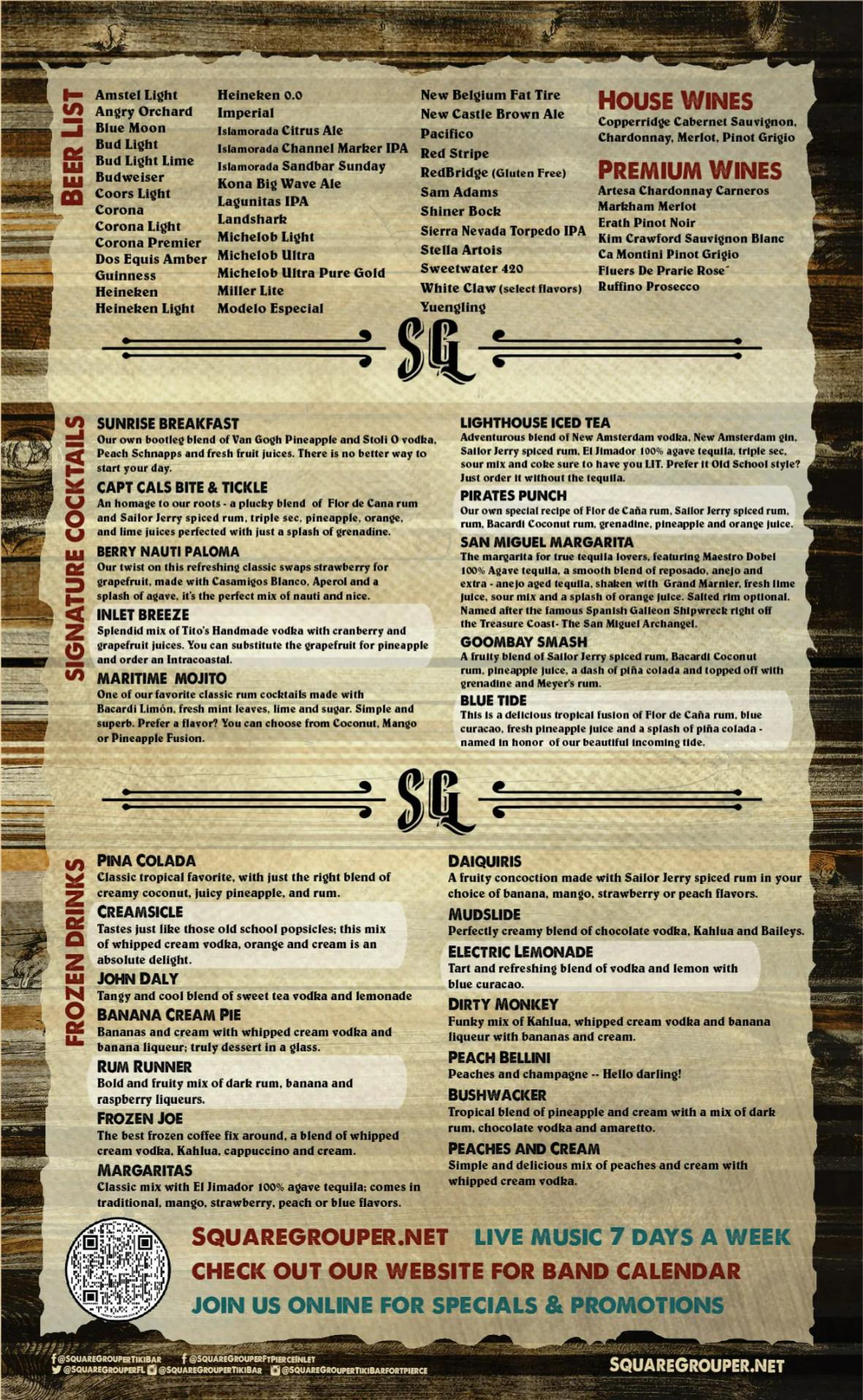 Castaways Marina menu in Jupiter, Florida, USA