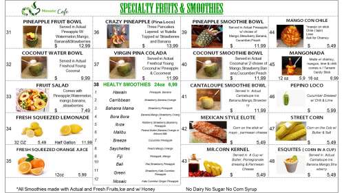 Mosaic Cafe Restaurant menu in Virginia Beach, Virginia, USA