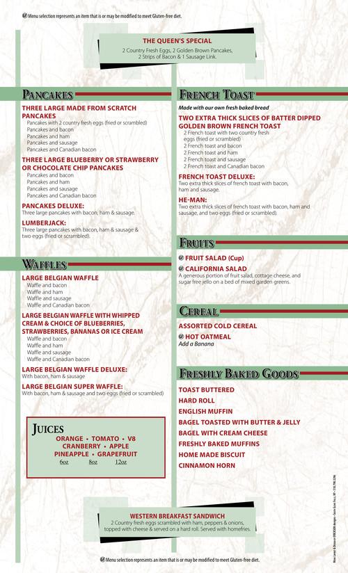 Glenville Queen Diner menu in Schenectady, New York, USA