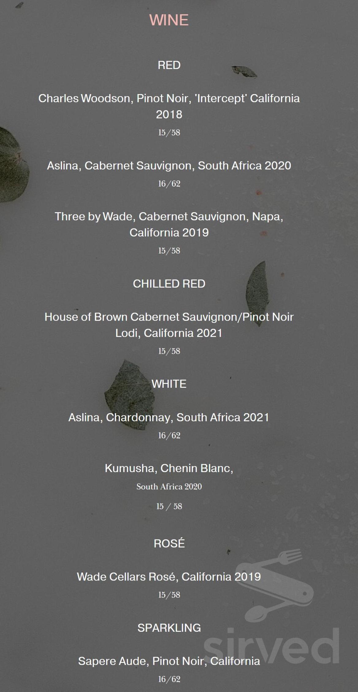 Cadence menu in New York, New York, USA