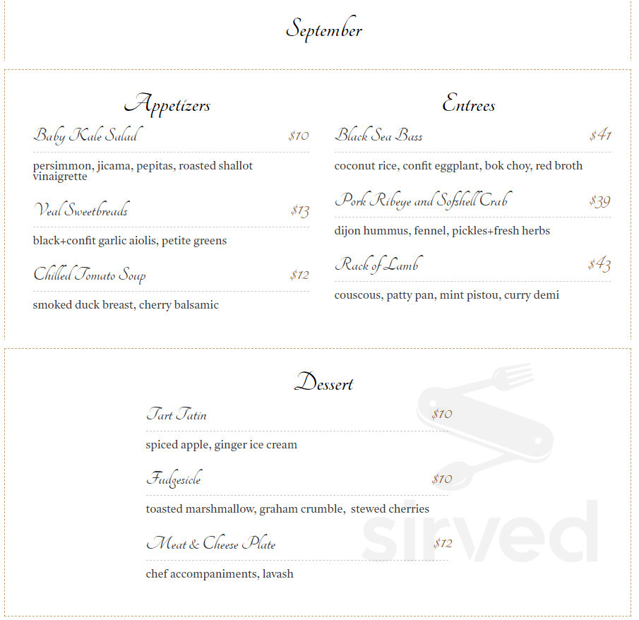 Restaurant Anise menu in Granbury, Texas, USA
