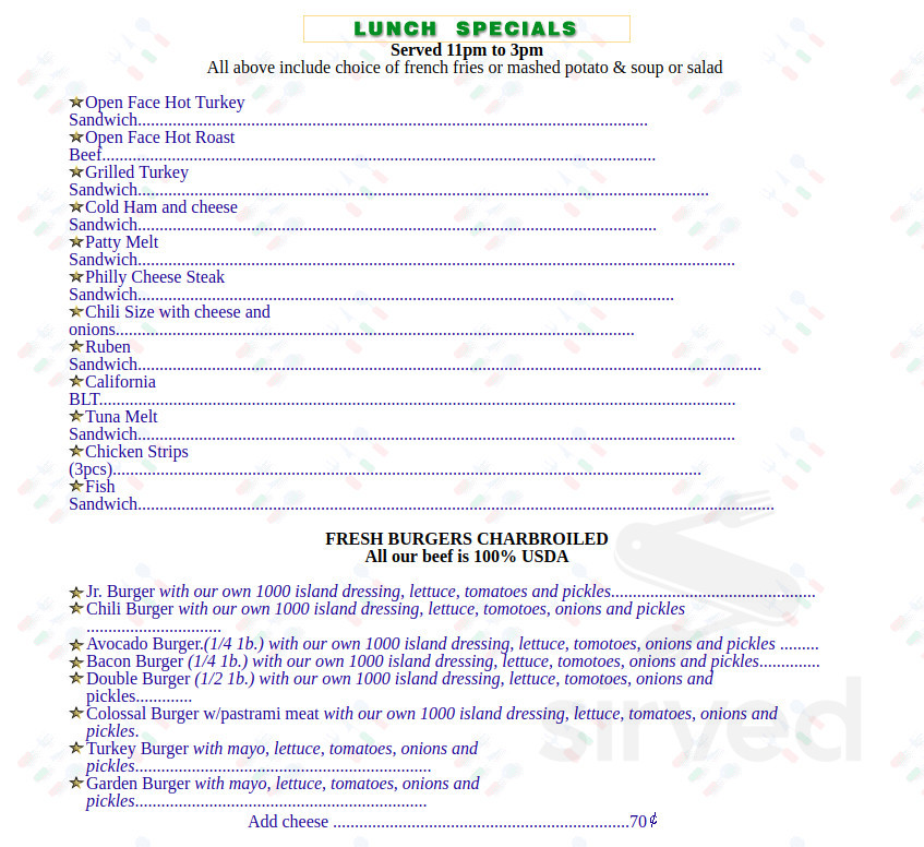 Menu for Golden Ox Family Diner in Lodi, CA | Sirved