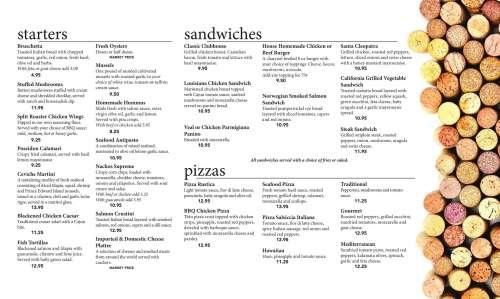 The Open Cork Restaurant & Lounge menu in Mississauga, Ontario, Canada