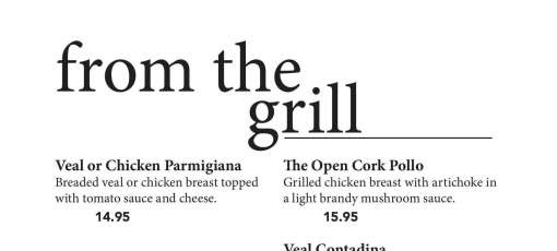 Menu for The Open Cork Restaurant & Lounge in Mississauga, ON | Sirved