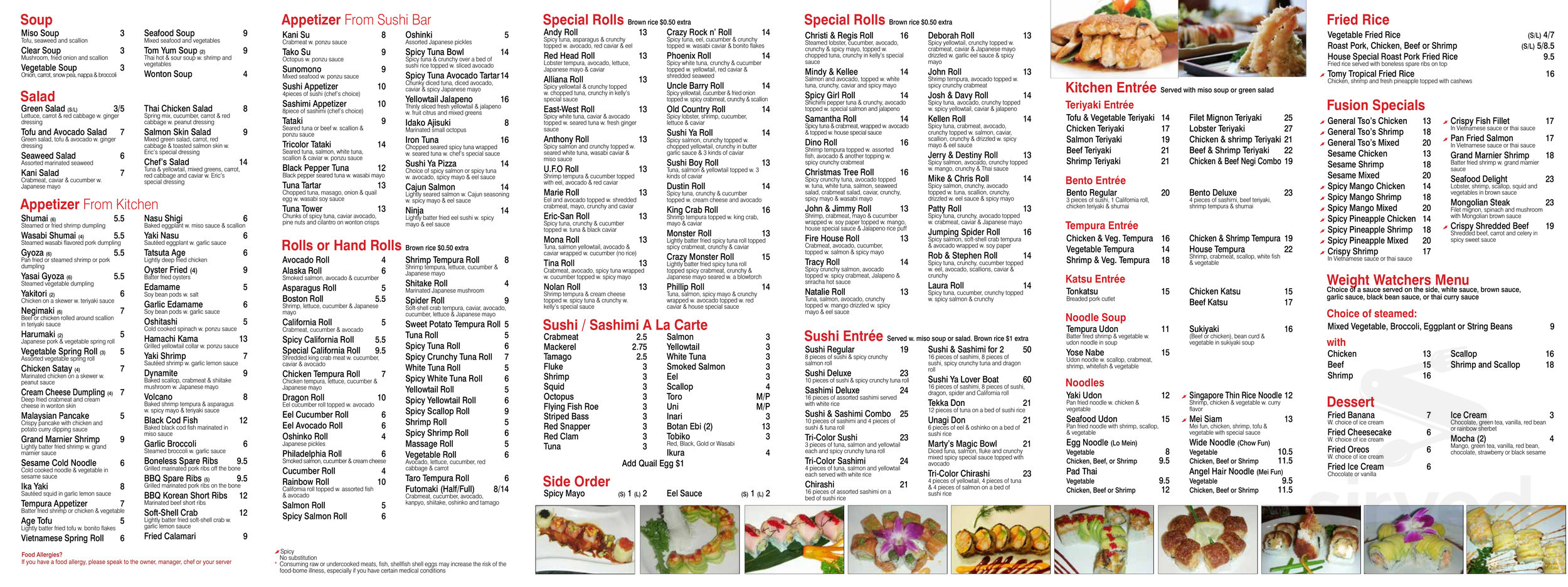 Hibachi Sushi Ya menu in Darien, Connecticut, USA