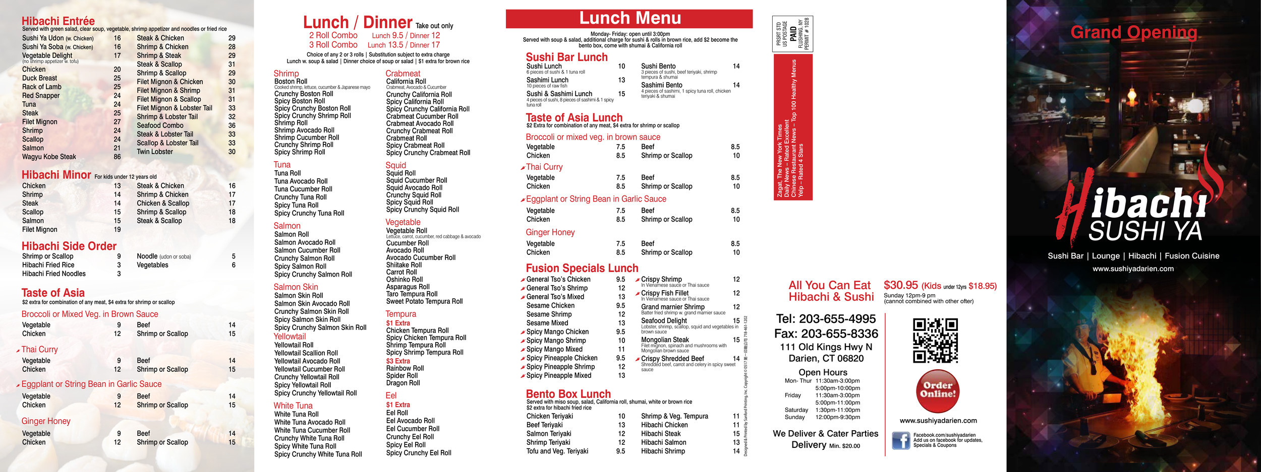Hibachi Sushi Ya menu in Darien, Connecticut, USA