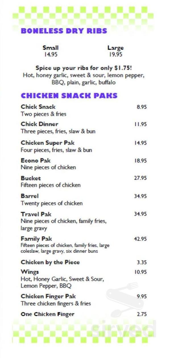 Chester's menu in Kamsack, Saskatchewan, Canada