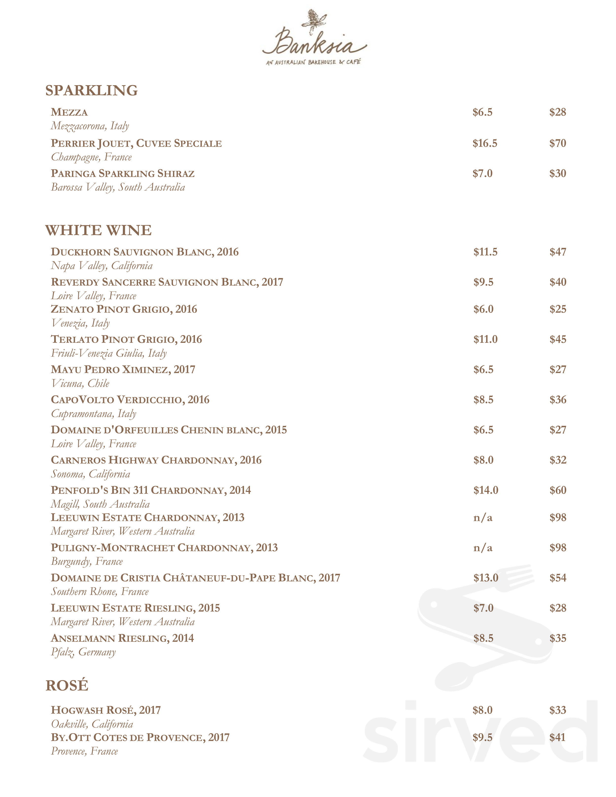 Banksia - Downtown menu in Kansas City, Missouri, USA