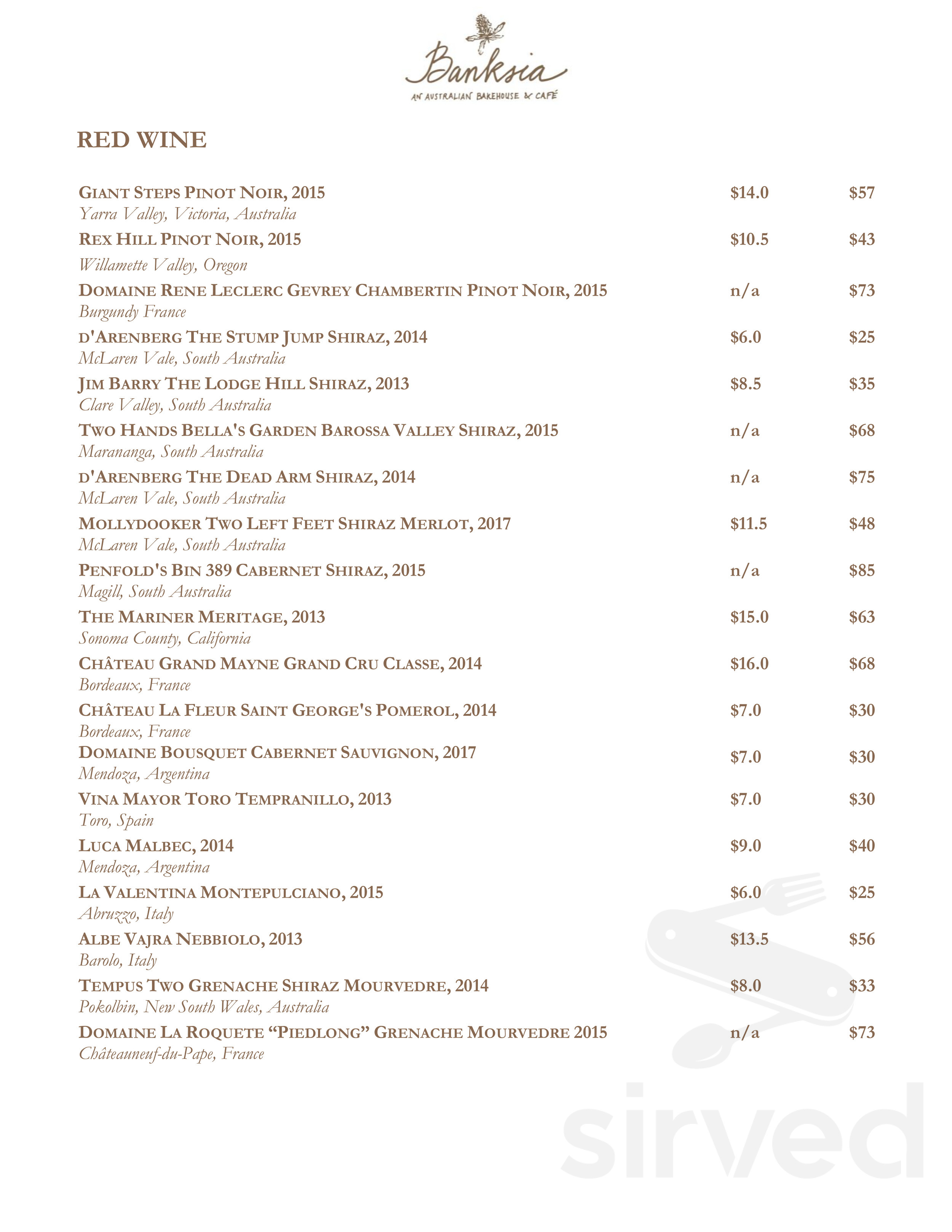 Banksia - Downtown menu in Kansas City, Missouri, USA