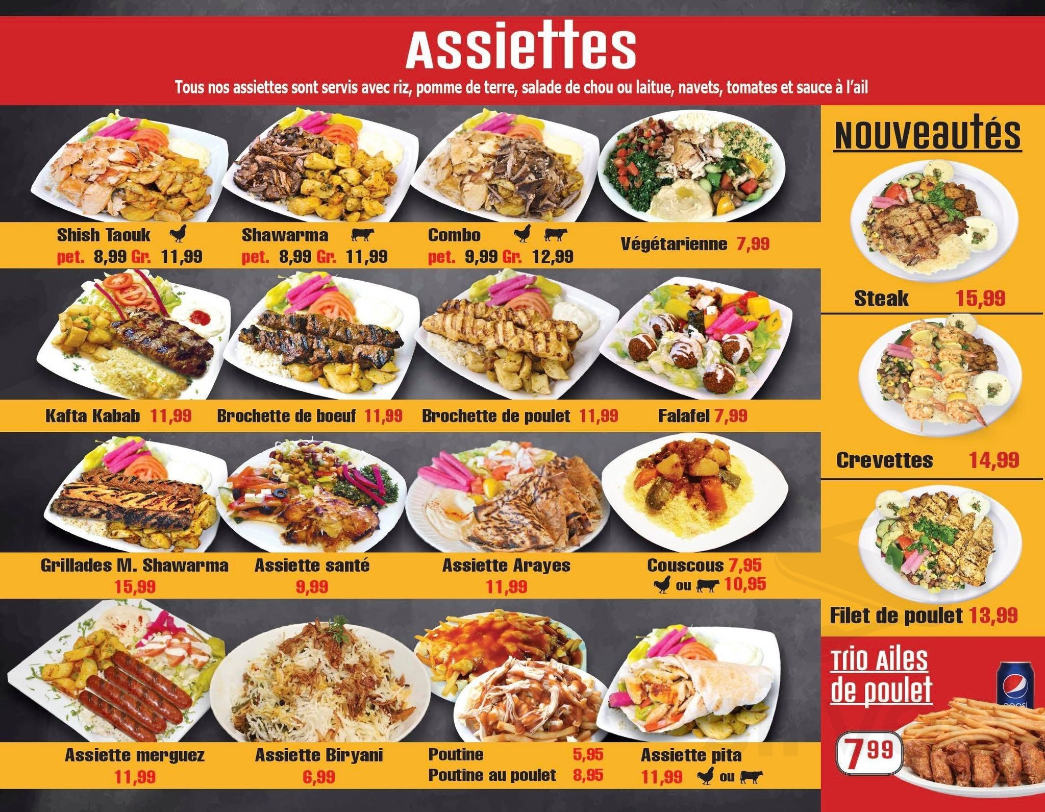 Monsieur shawarma menu in Montréal-Nord, Quebec H1G 6J7, Canada