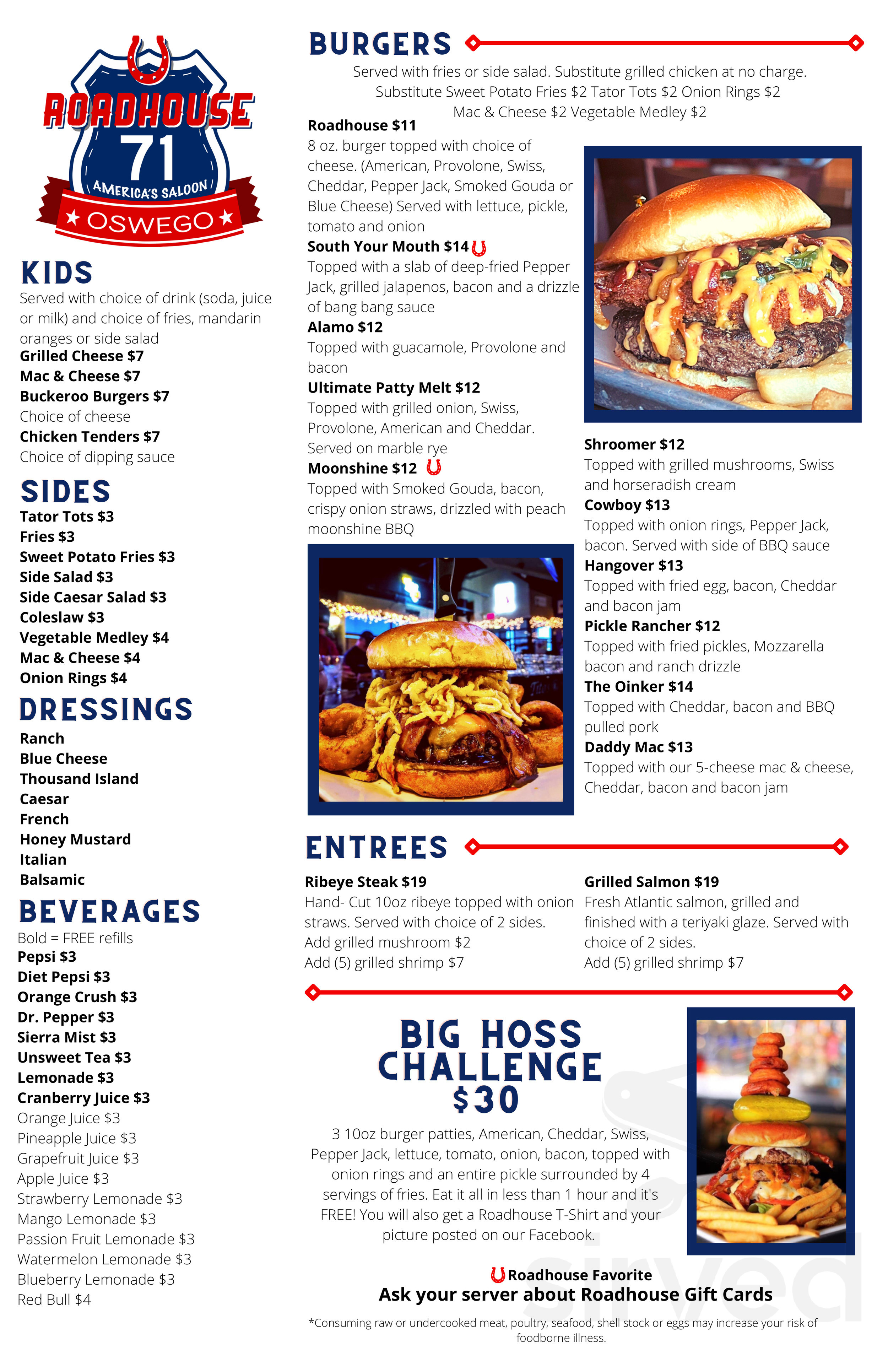 Roadhouse 71 menu in Oswego, Illinois, USA