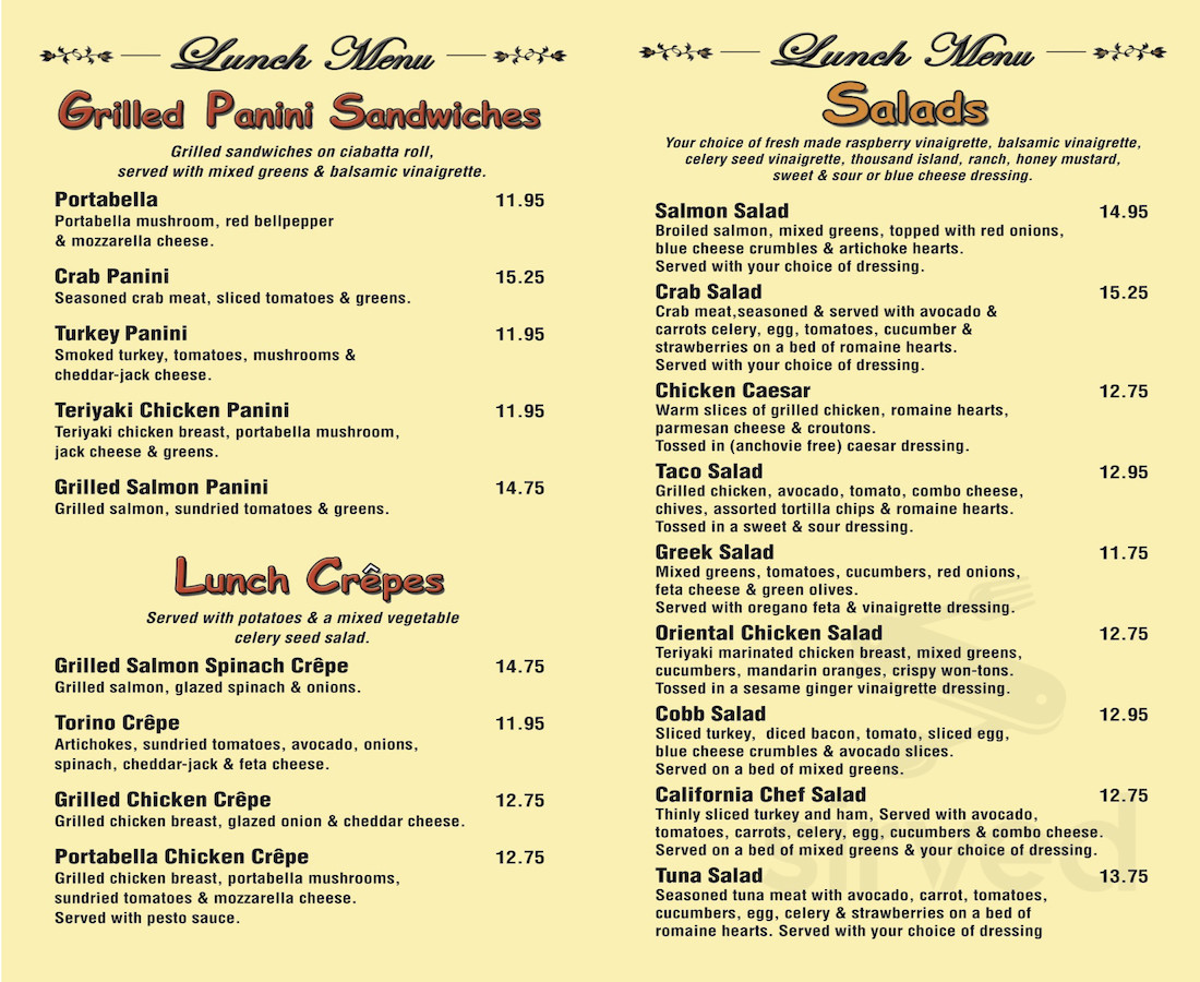 Rick's Cafe menu in Los Altos, California, USA