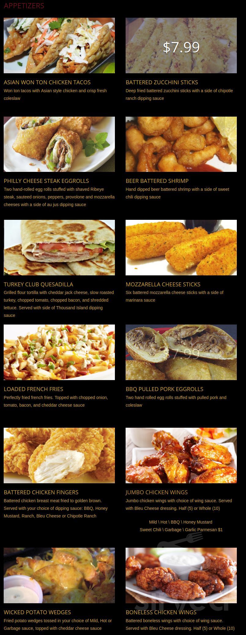 Plantation Bar & Grill menu in Ithaca, New York, USA