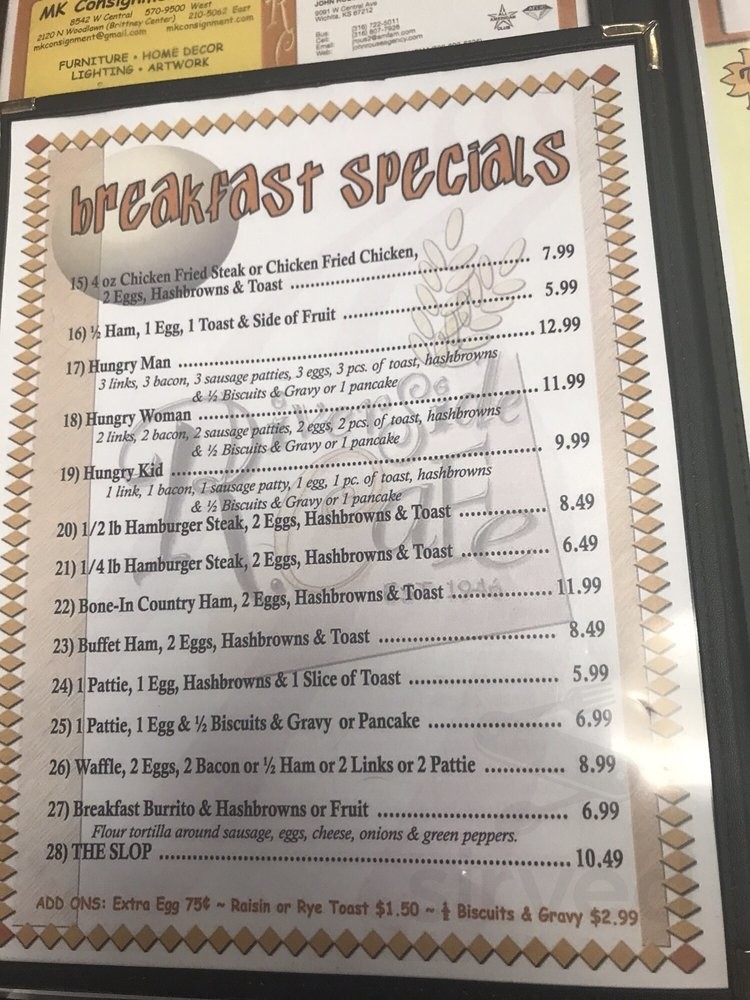 Riverside Cafe menus in Derby, Kansas, United States