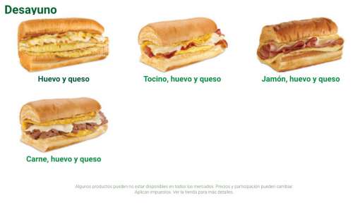 Subway menu in 21100 Mexicali, B.C., Mexico