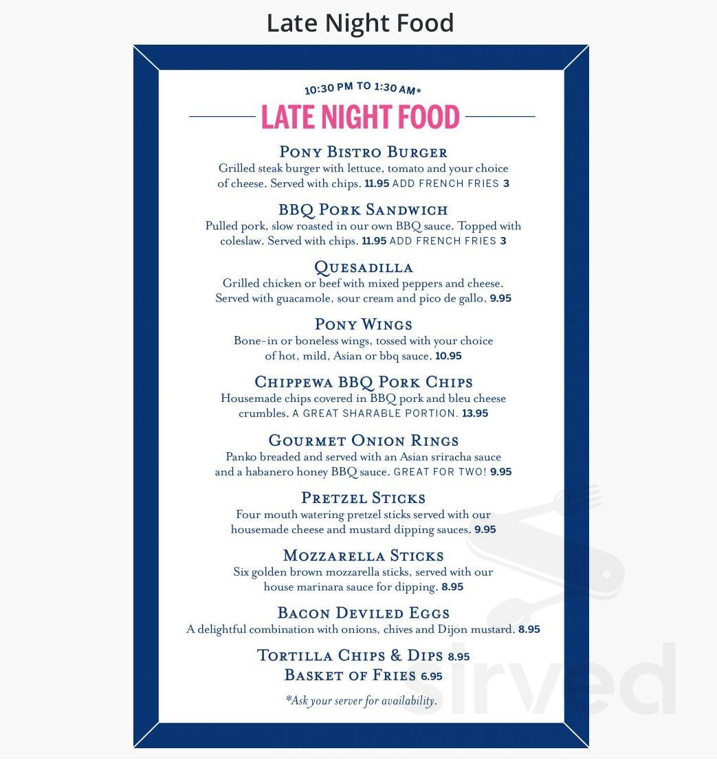 Pink Pony menu in Mackinac Island, Michigan, USA