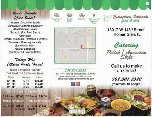 European Imports Food & Deli menu in Homer Glen, Illinois, USA