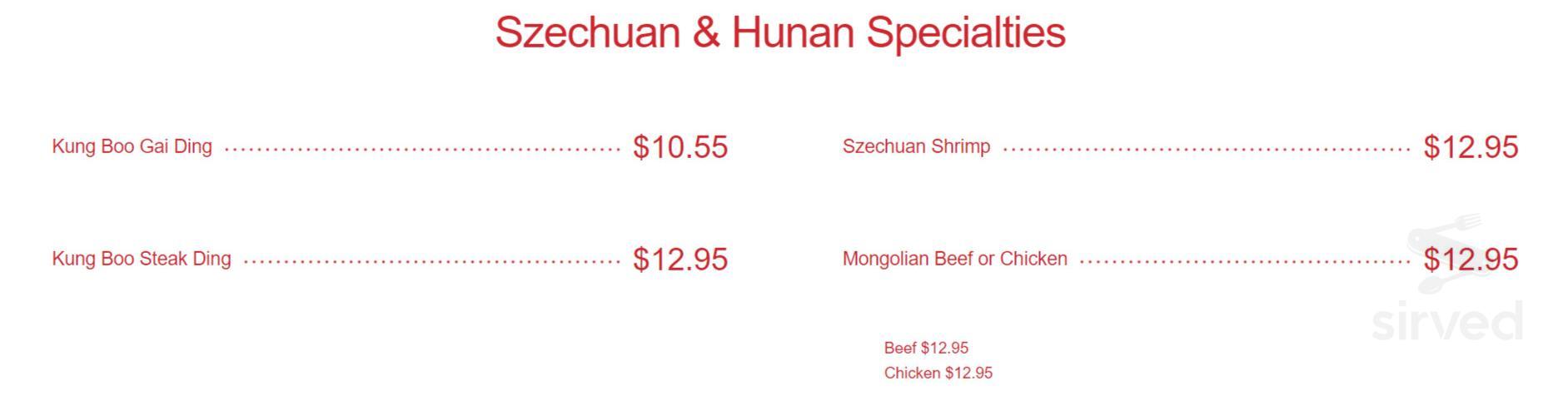 China Inn menu in Seneca, South Carolina, USA