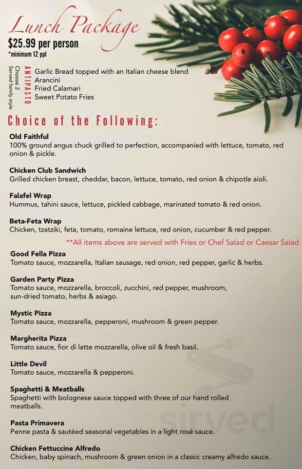 Firehall Pizza Co menu in The Blue Mountains, Ontario, Canada