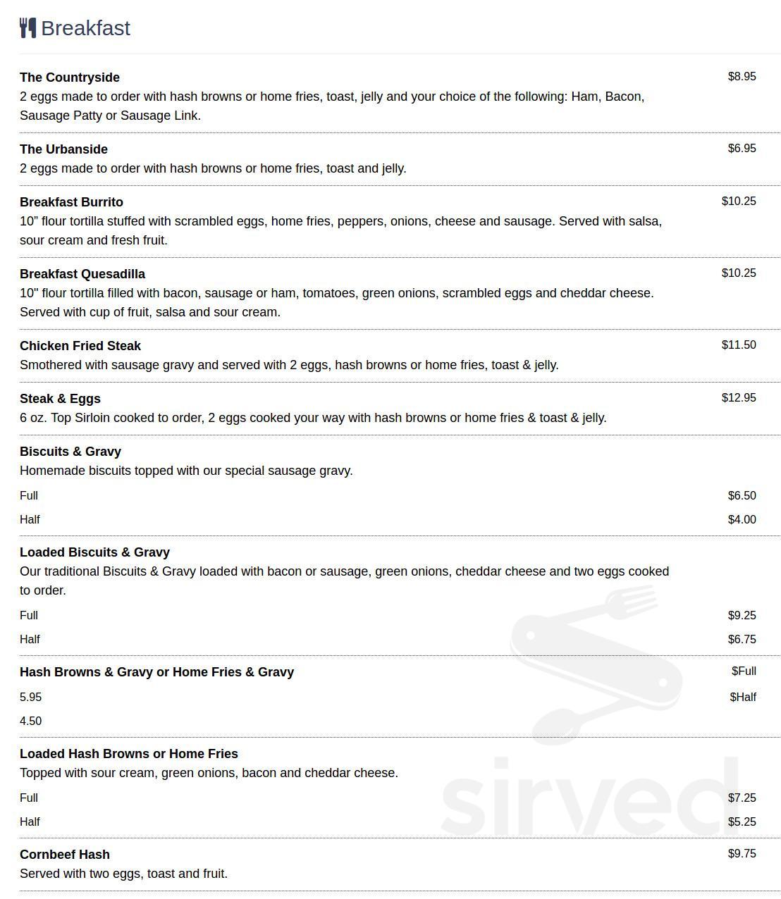 Menu - Veneta OR's Countryside Pizza & Grill | Sirved