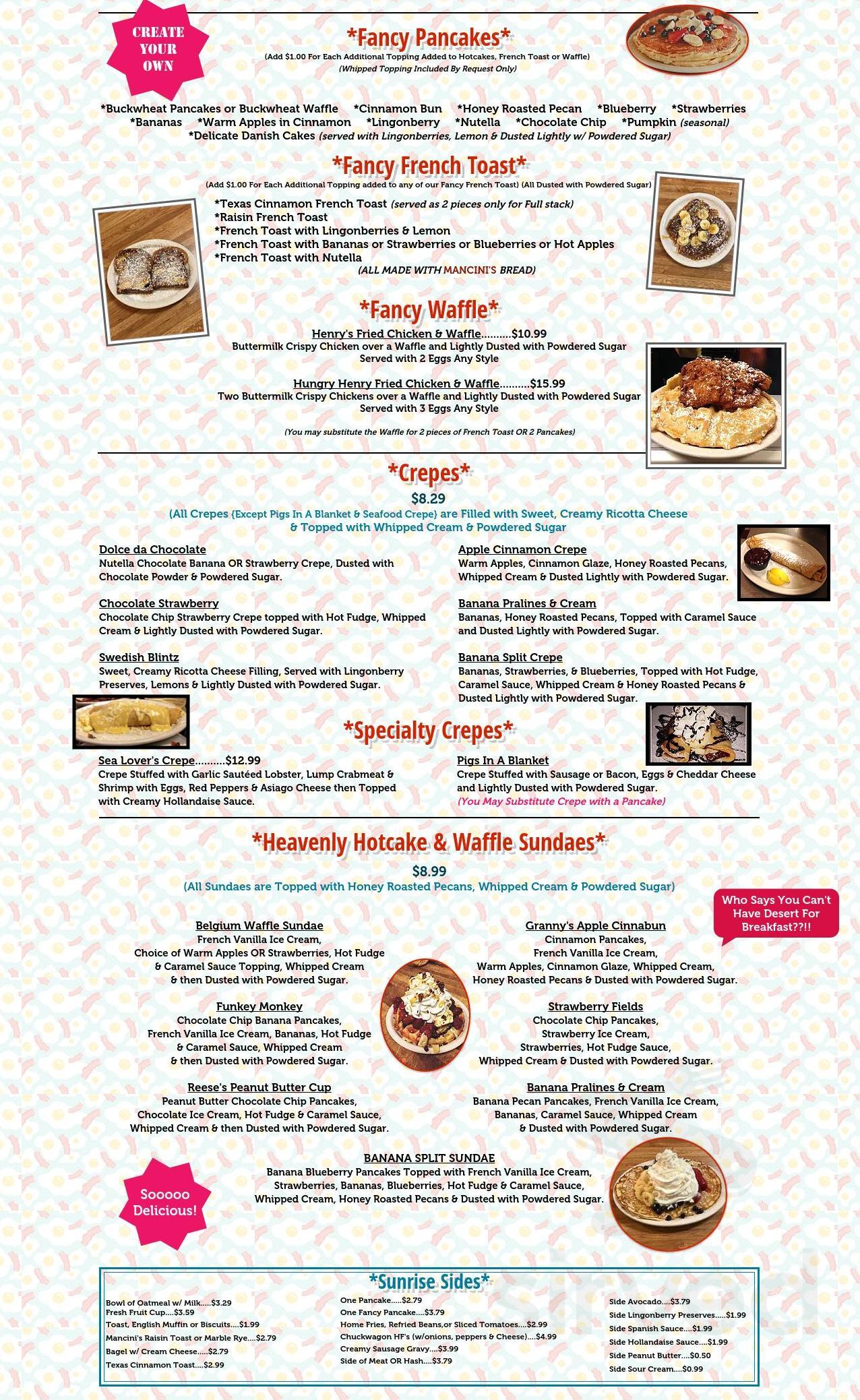 DeLuca's Diner menu in Pittsburgh, Pennsylvania, USA