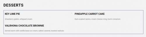 Shorebird Sedona menu in Sedona, Arizona, USA