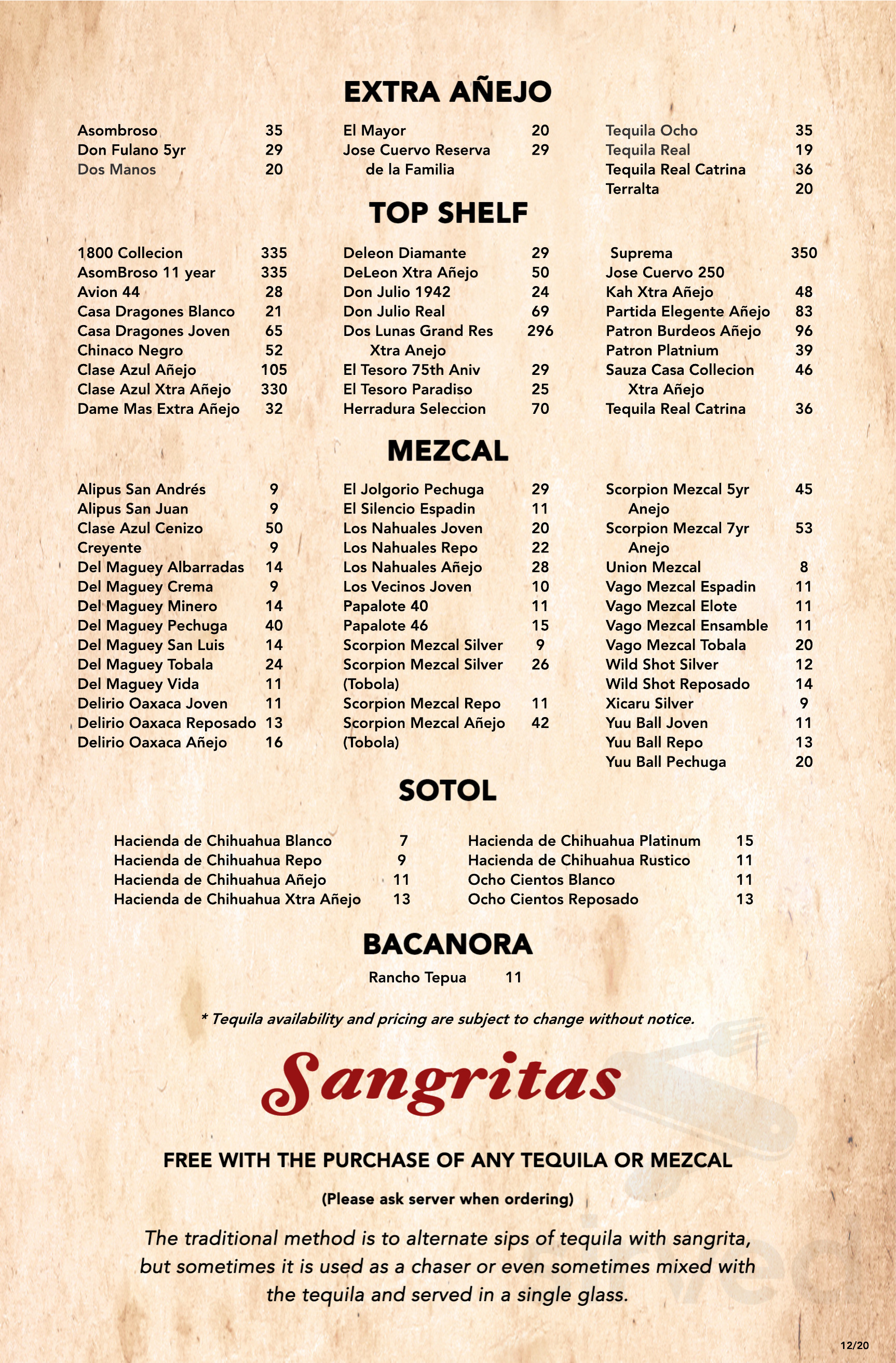 Menu - Queen Creek AZ's Barrio Queen | Sirved