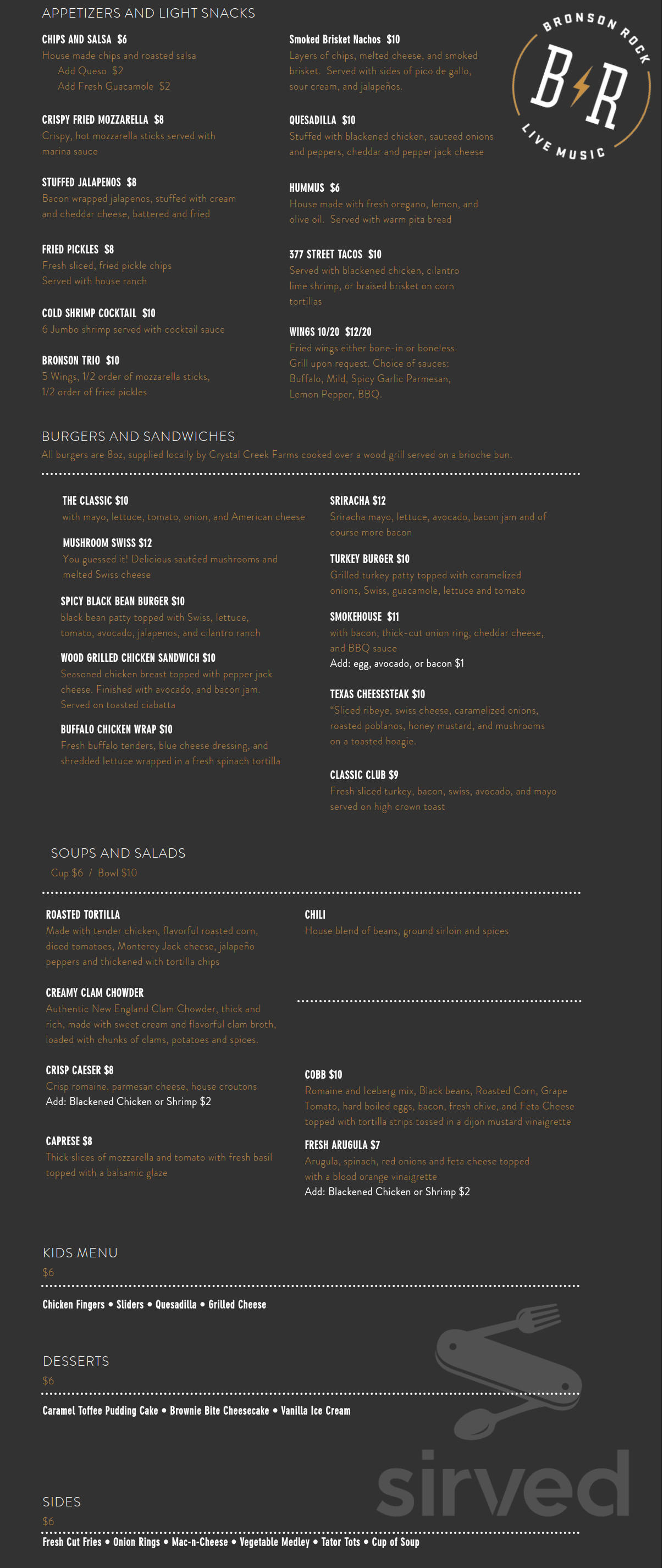 The Pour Shack menu in Keller, Texas, USA