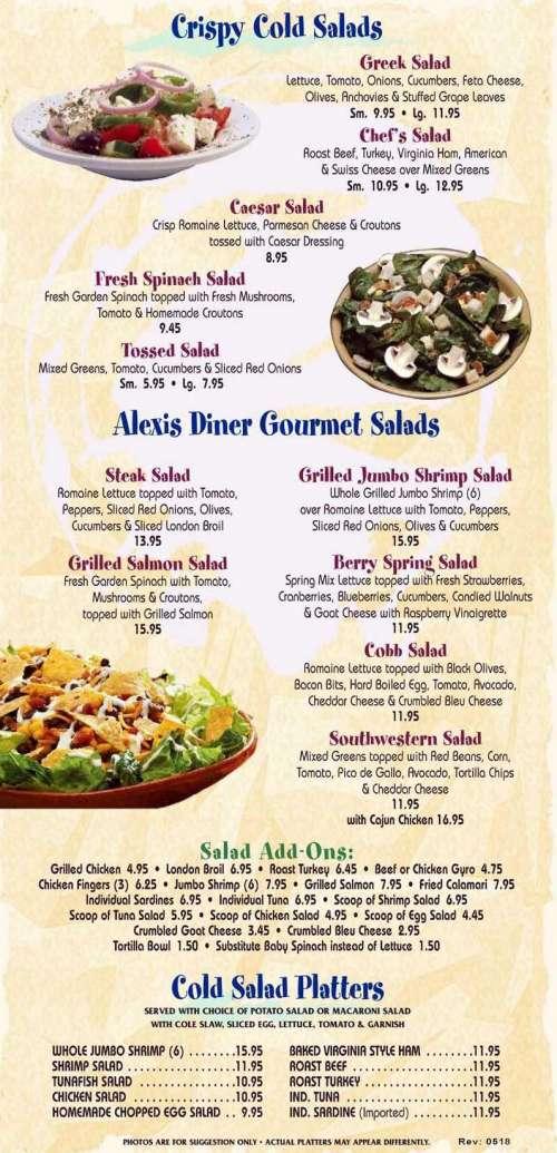 Alexis Diner menu in Newburgh, New York, USA