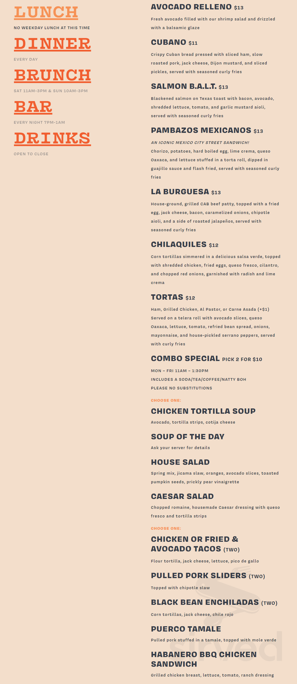 Blue Agave Mexican Food menu in Baltimore, Maryland, USA