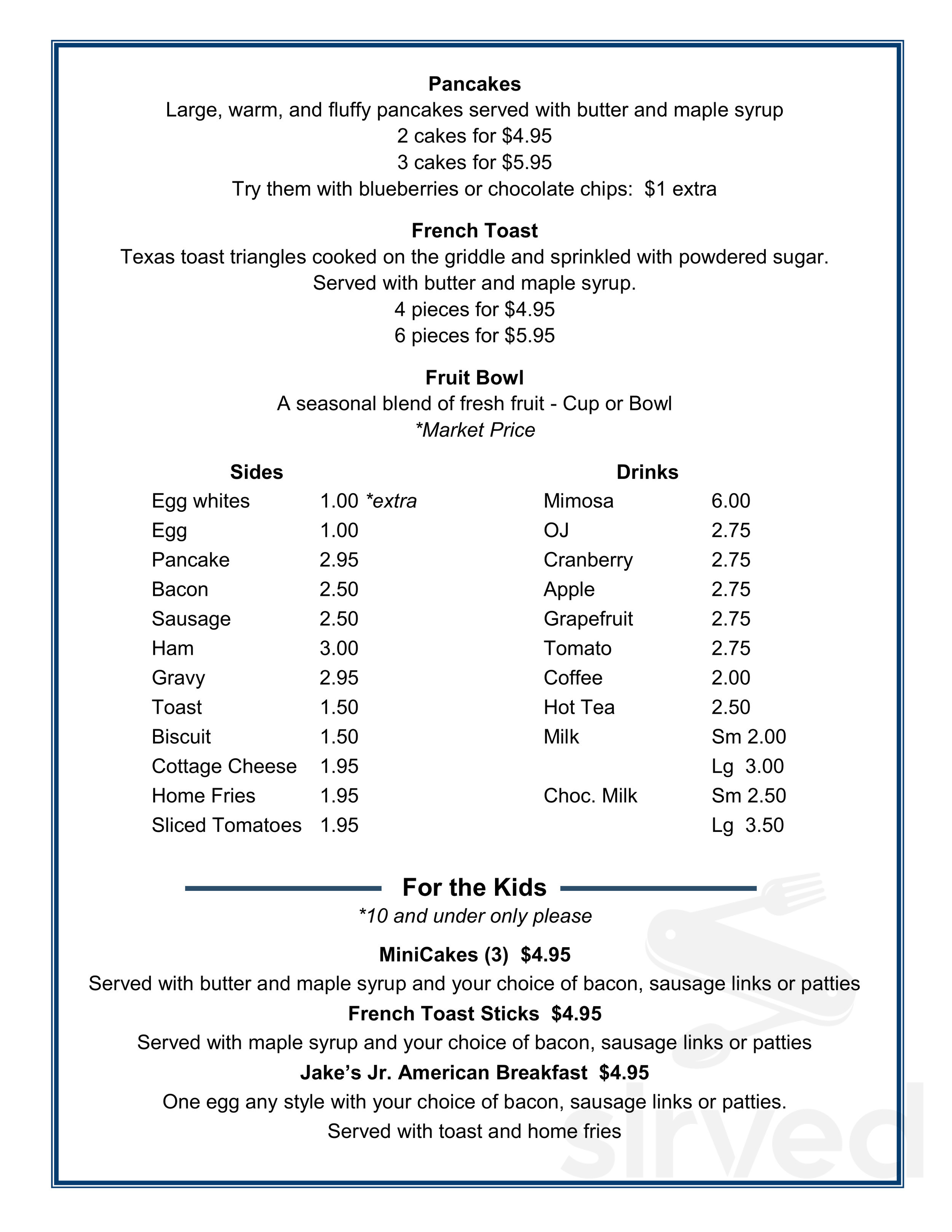 Jake's On the Lake menus in Avon Lake, Ohio, United States