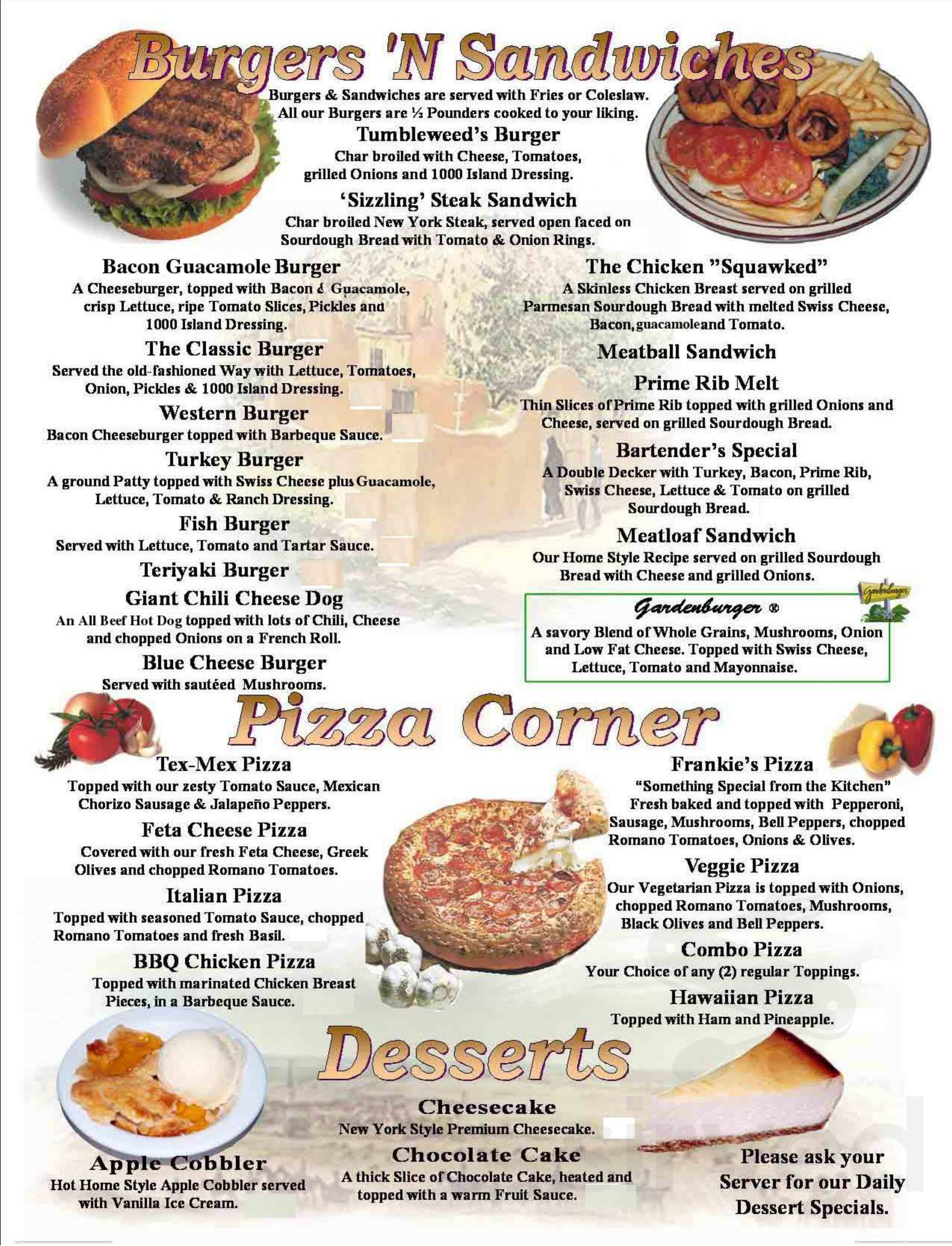 Tumbleweeds Bar & Grill menu in Huntington Beach, California, USA