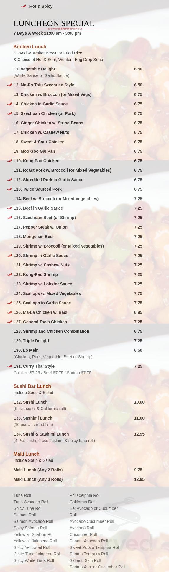 Eastern Gourmet menus in Coopersburg, Pennsylvania, United States