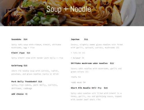 KOGI menu in Richmond, Virginia, USA