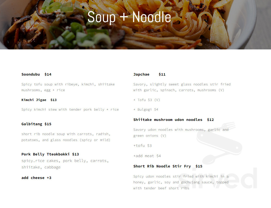 KOGI menu in Richmond, Virginia, USA