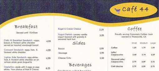Menu for Cafe 44 in Greensboro, GA | Sirved