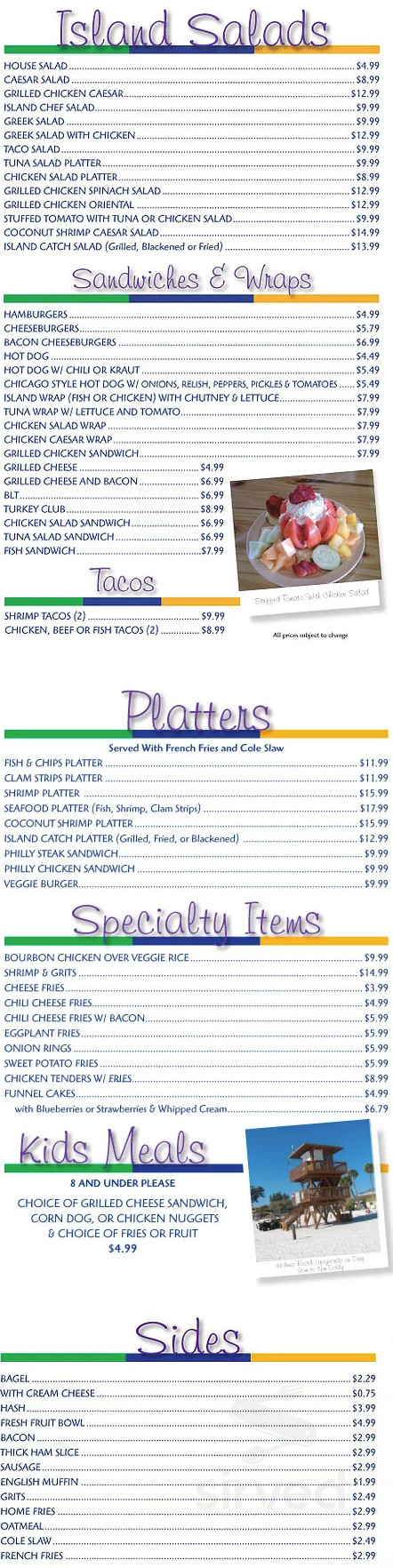 Menu - Holmes Beach FL's Anna Maria Island Beach Cafe | Sirved