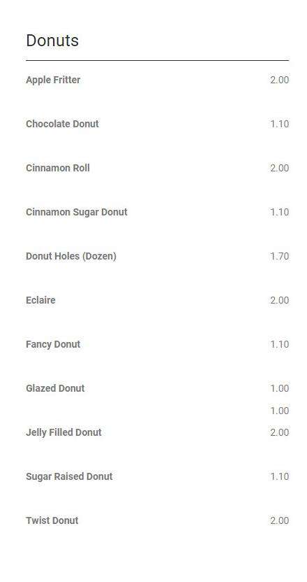 M&M Donuts menu in Kingsland, Texas, USA
